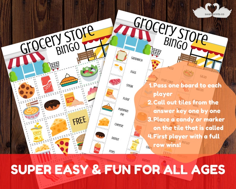 Grocery Store Printable Bingo Game for Kids - Instant Digital Download ...