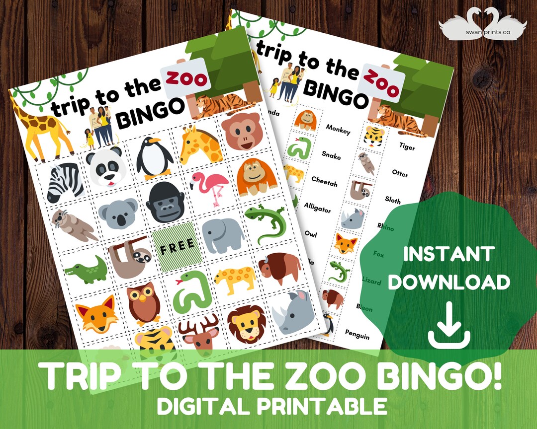 Zoo Bingo - Animal Bingo Game for Kids - Instant Digital Download - Etsy