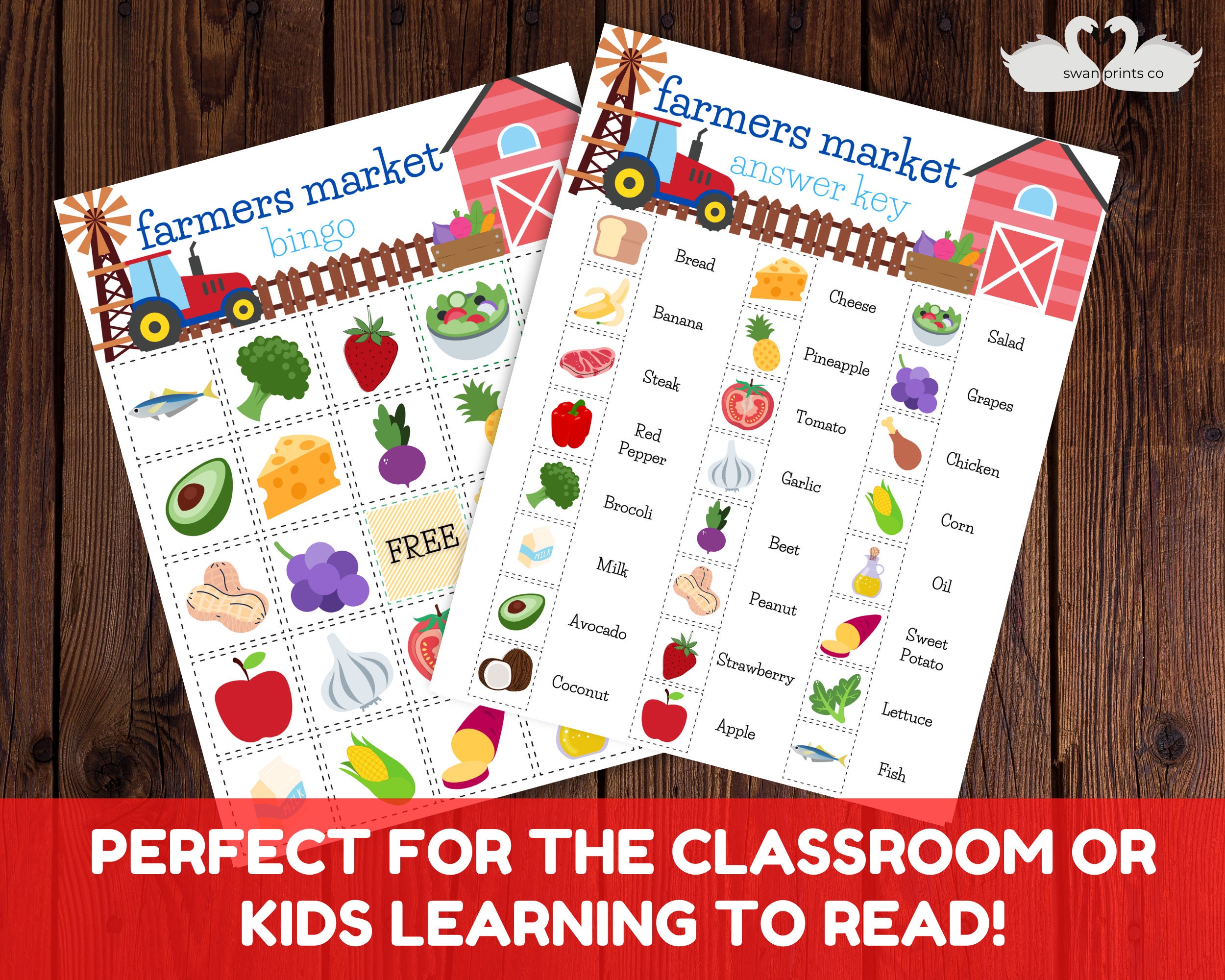 Farmers Market Printable Bingo Game for Kids - Instant Digital Download ...