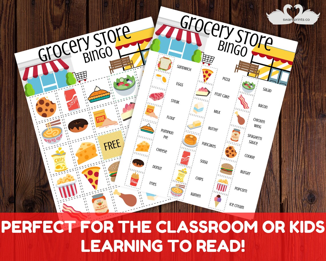 Grocery Store Printable Bingo Game for Kids - Instant Digital Download ...