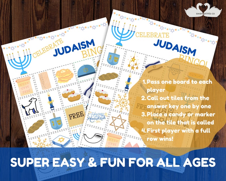 Celebrate Judaism Printable Bingo Game for Kids - Instant Digital ...