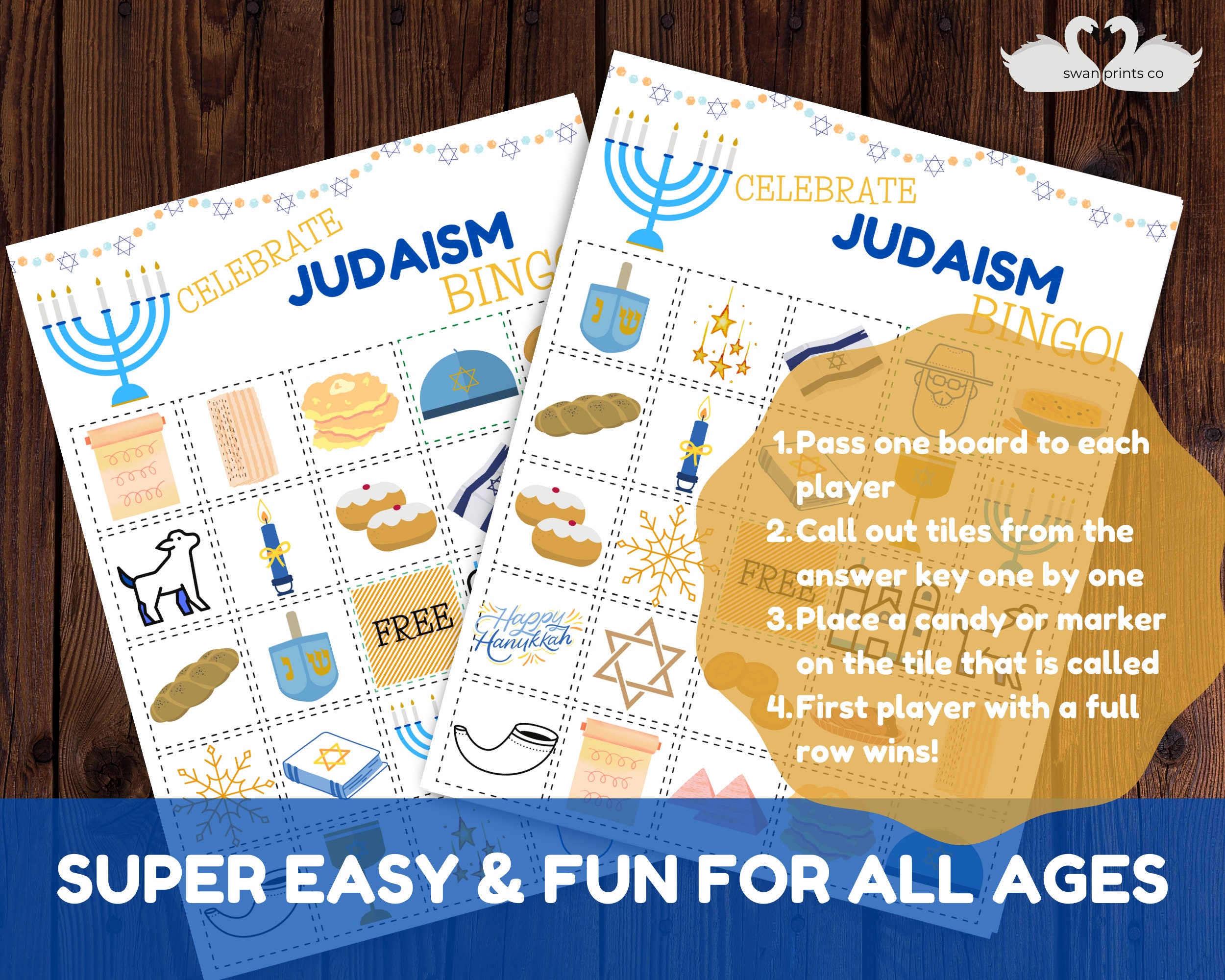Celebrate Judaism Printable Bingo Game for Kids - Instant Digital ...