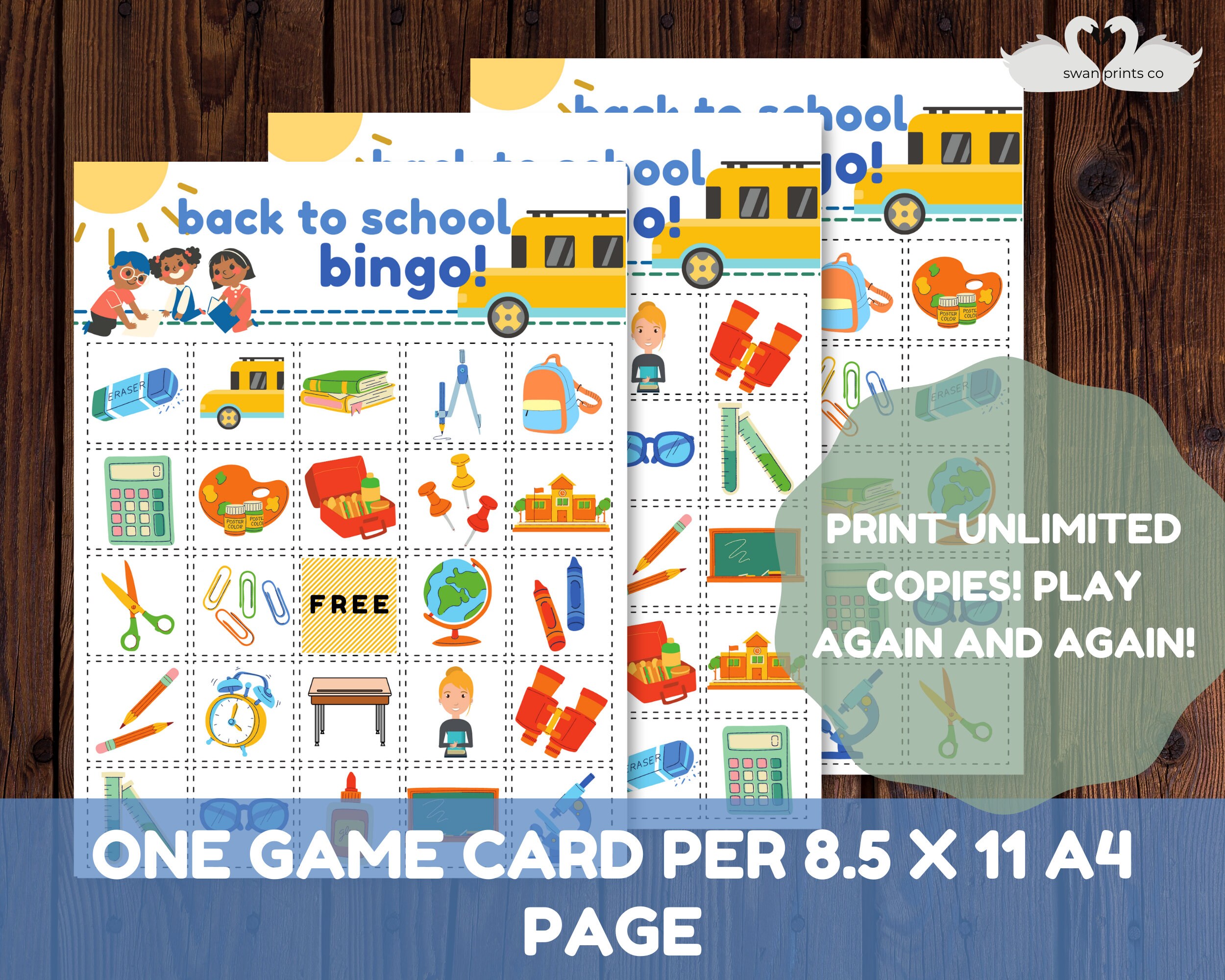 Back to School Printable Bingo Game for Kids - Instant Digital Download ...