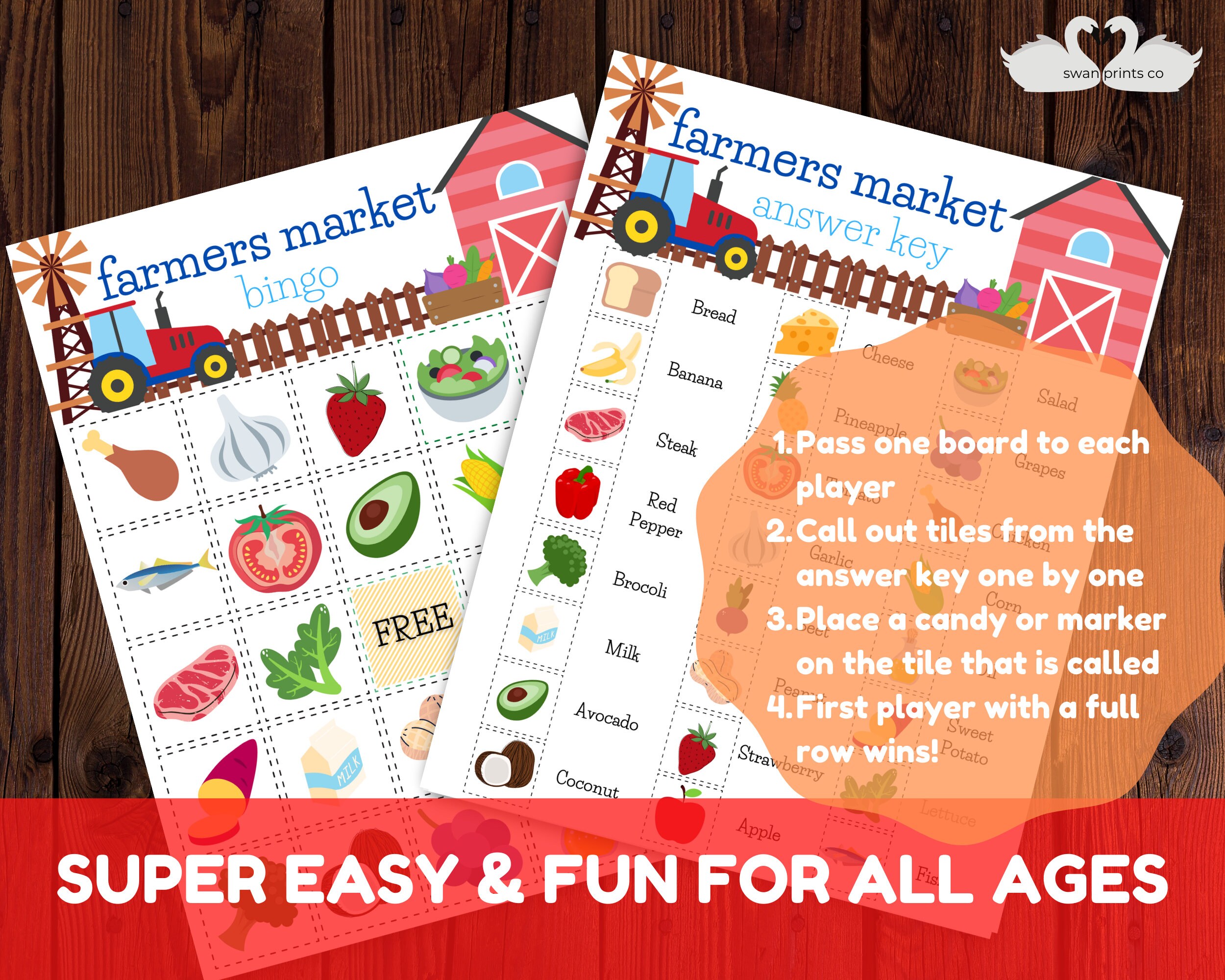 Farmers Market Printable Bingo Game for Kids - Instant Digital Download ...
