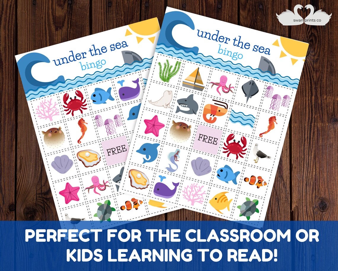 Under the Sea Bingo - Ocean Bingo - Kids Printable Game - Classroom ...