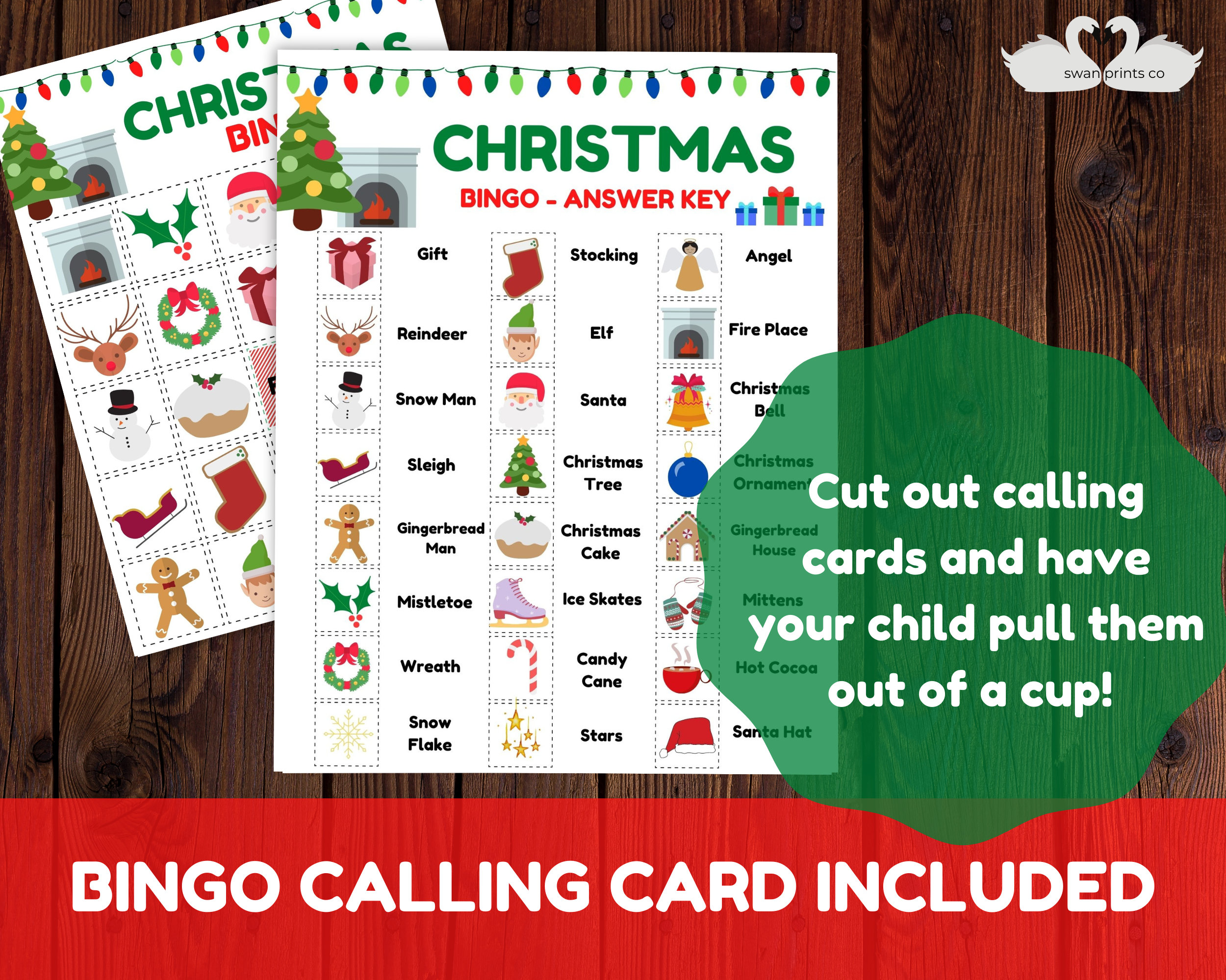 Christmas Bingo - Kids Printable Christmas Game - Family Dinner Table ...