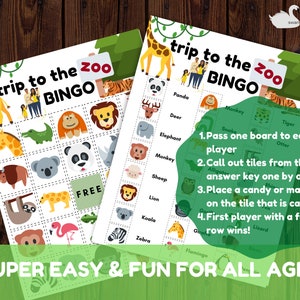 Zoo Bingo - Animal Bingo Game for Kids - Instant Digital Download - Etsy