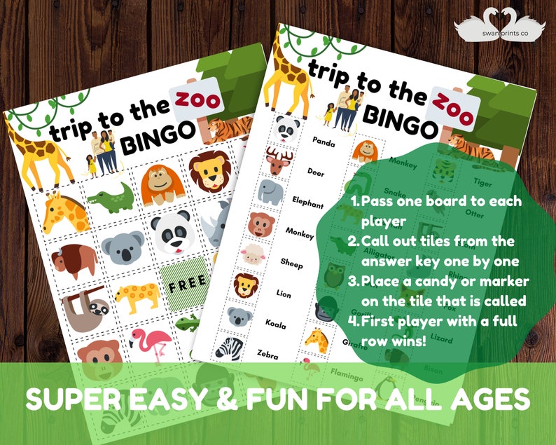 Zoo Bingo - Animal Bingo Game for Kids - Instant Digital Download - Etsy