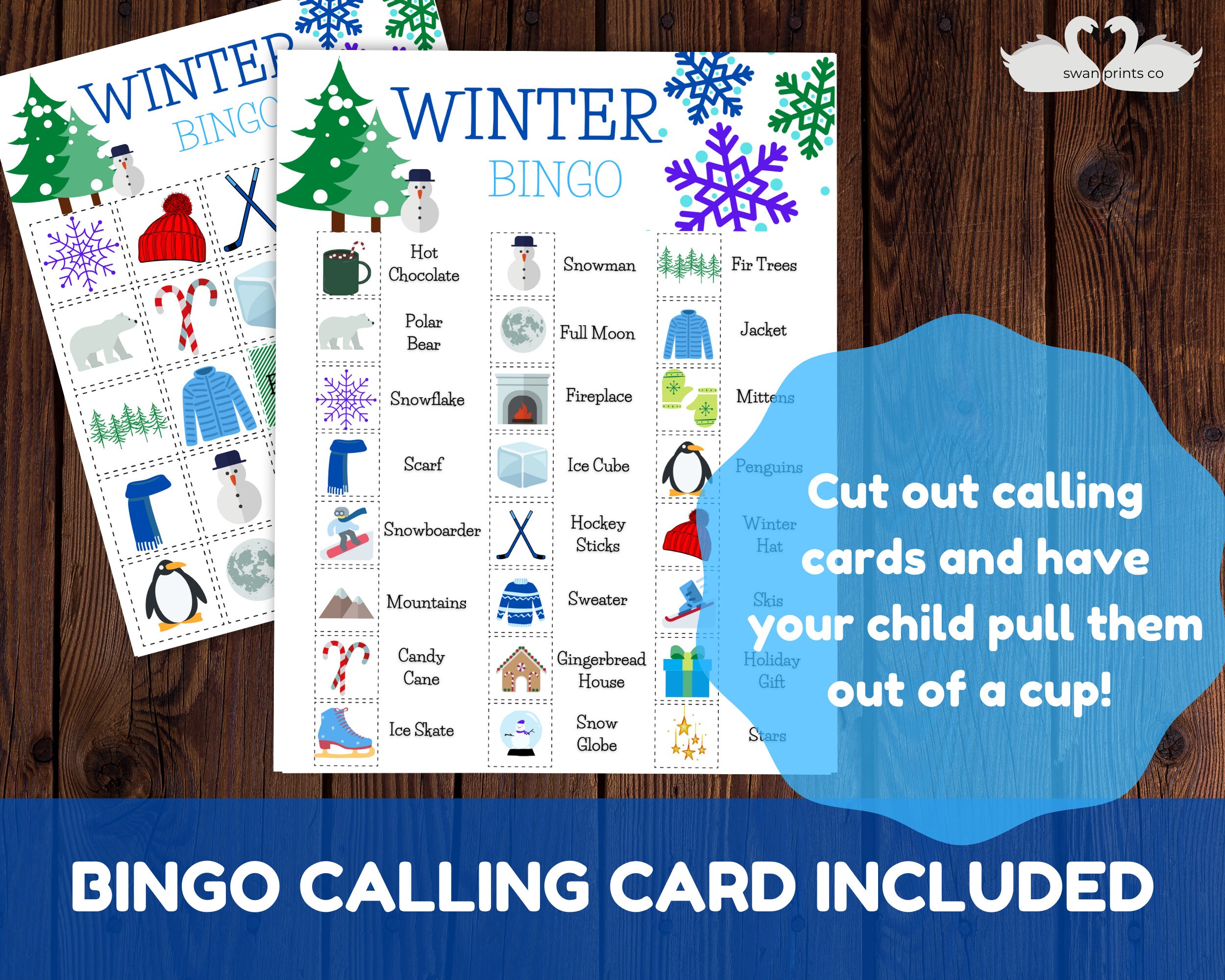 Winter Bingo - Kids Printable Winter Game - Snow Day Activity - Instant ...