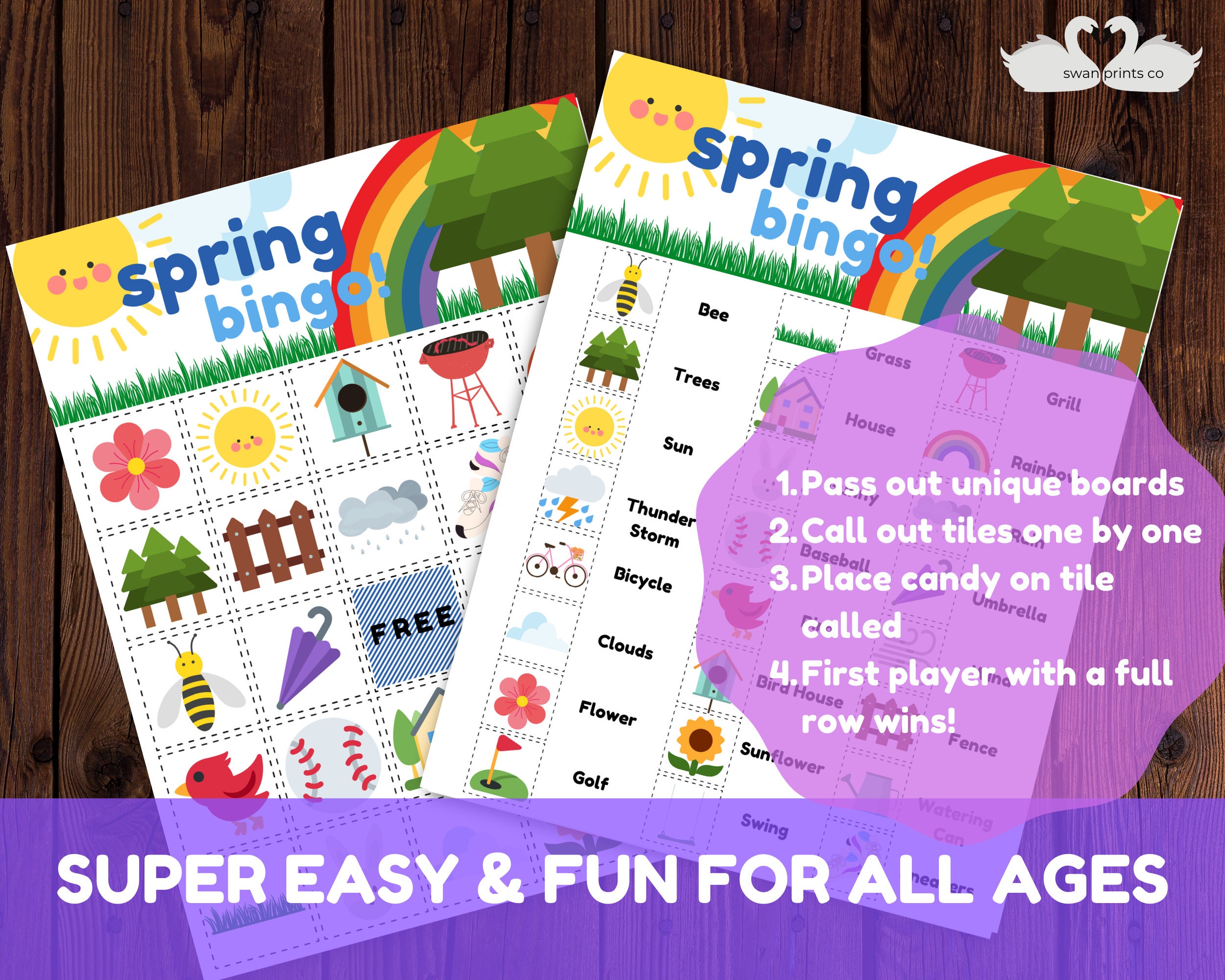 Spring Bingo - Seasonal Bingo - Kids Printable Game - Classroom Bingo ...