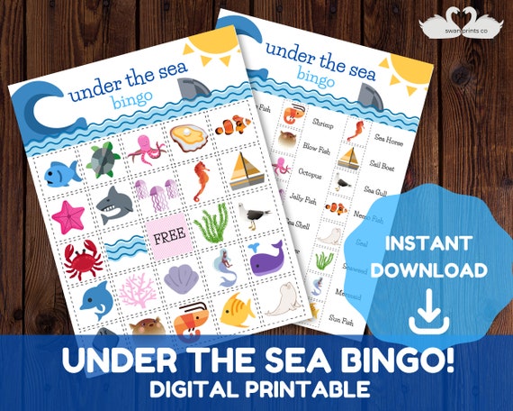 Under the Sea Bingo Ocean Bingo Kids Printable Game - Etsy