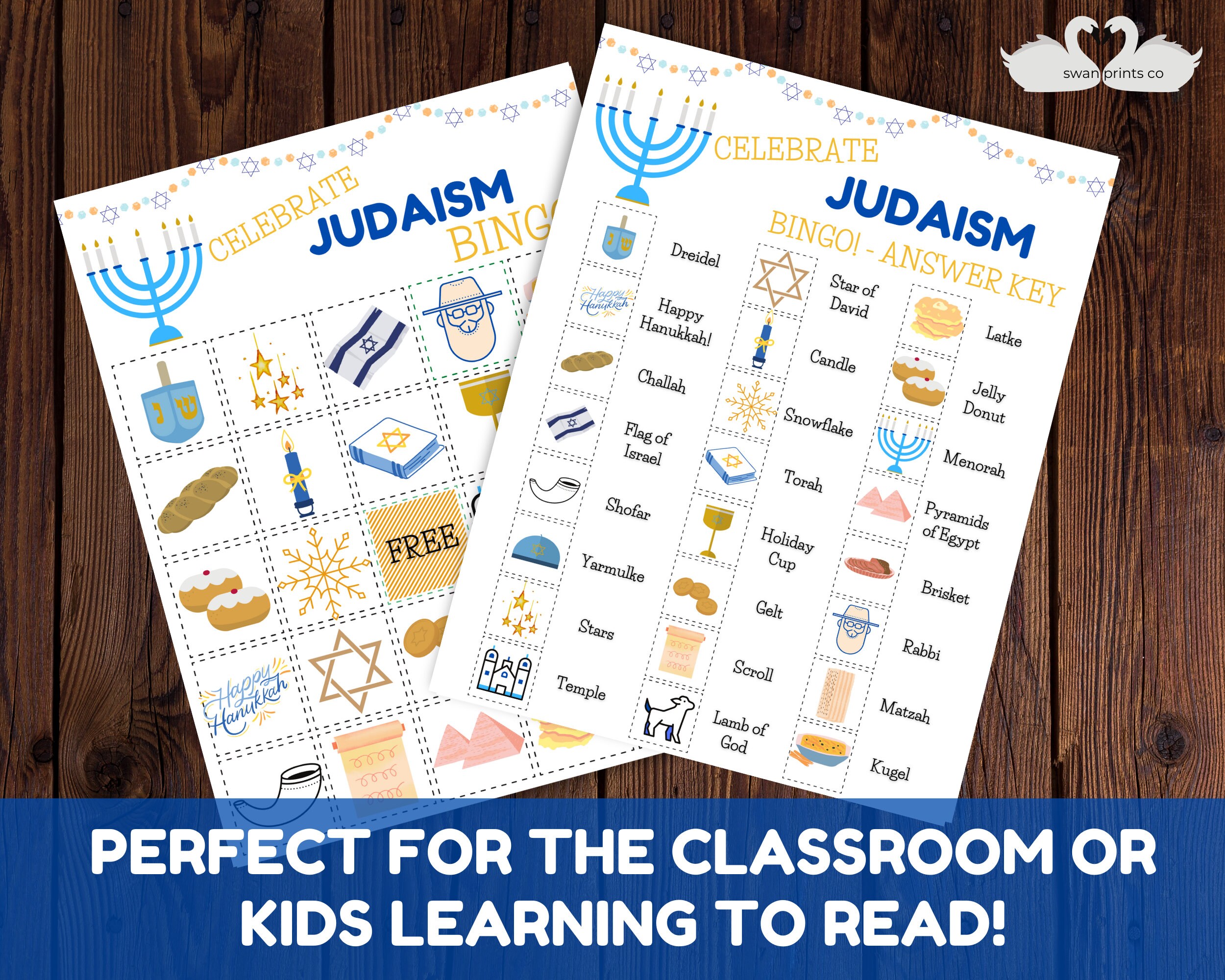 Celebrate Judaism Printable Bingo Game for Kids - Instant Digital ...