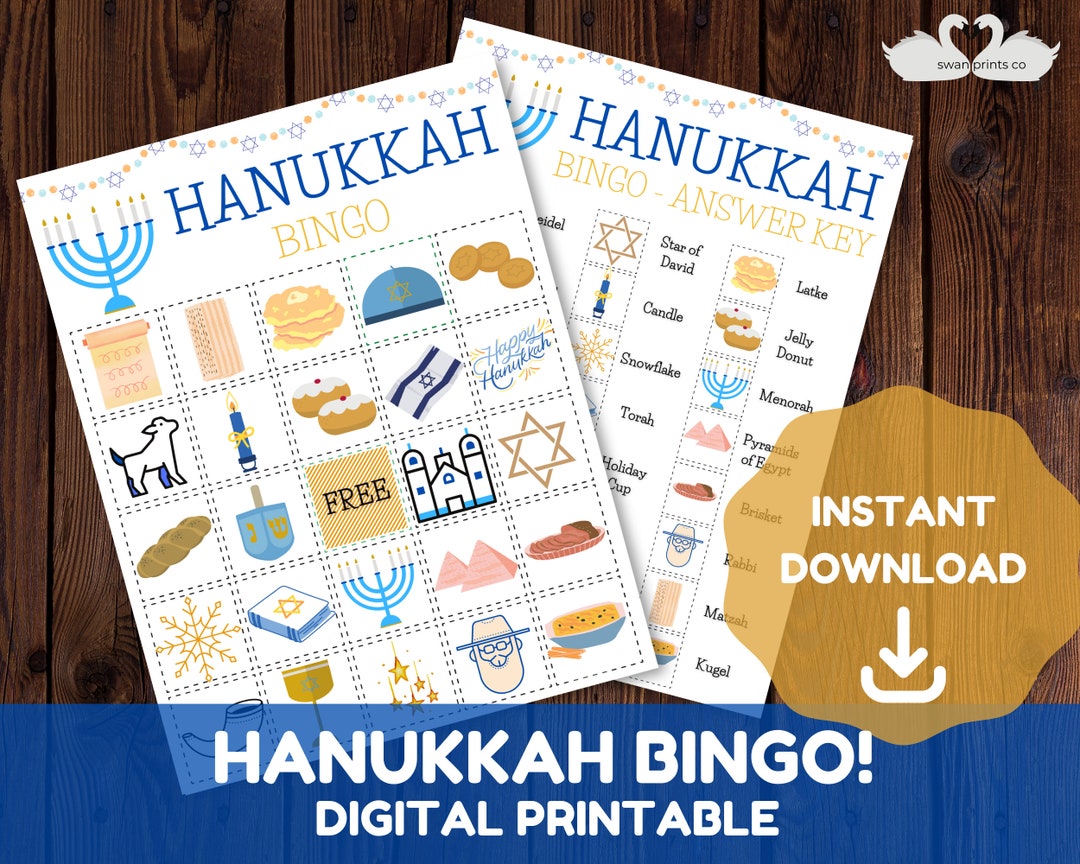 Hanukkah Bingo - Kids Printable Hanukkah Game - Hebrew School Activity ...