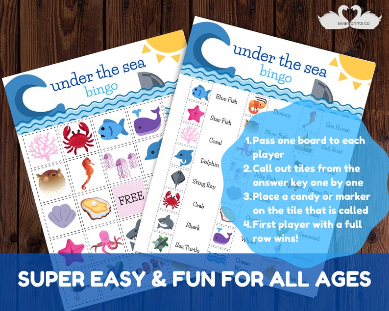 Under the Sea Bingo - Ocean Bingo - Kids Printable Game - Classroom ...