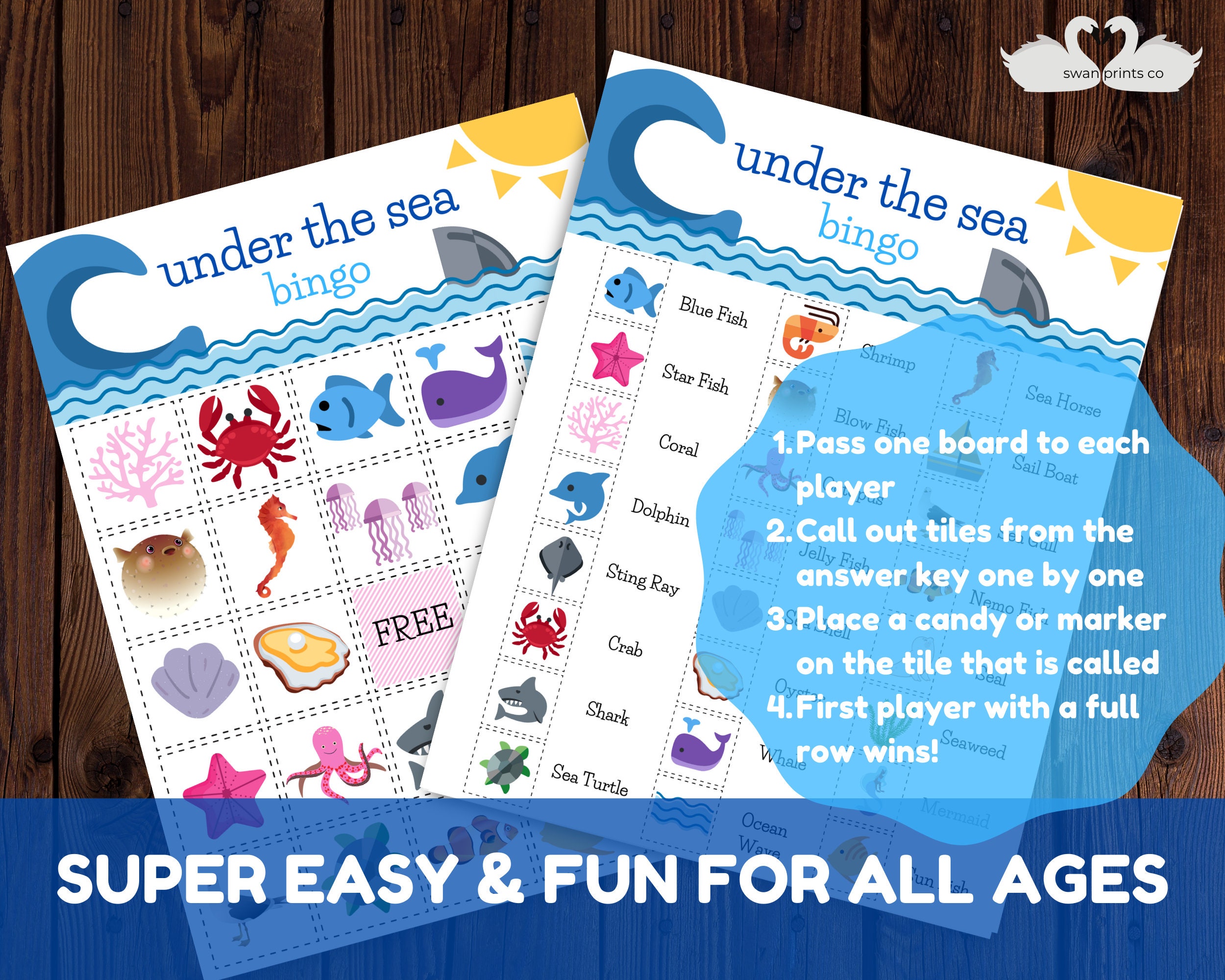 Under the Sea Bingo - Ocean Bingo - Kids Printable Game - Classroom ...