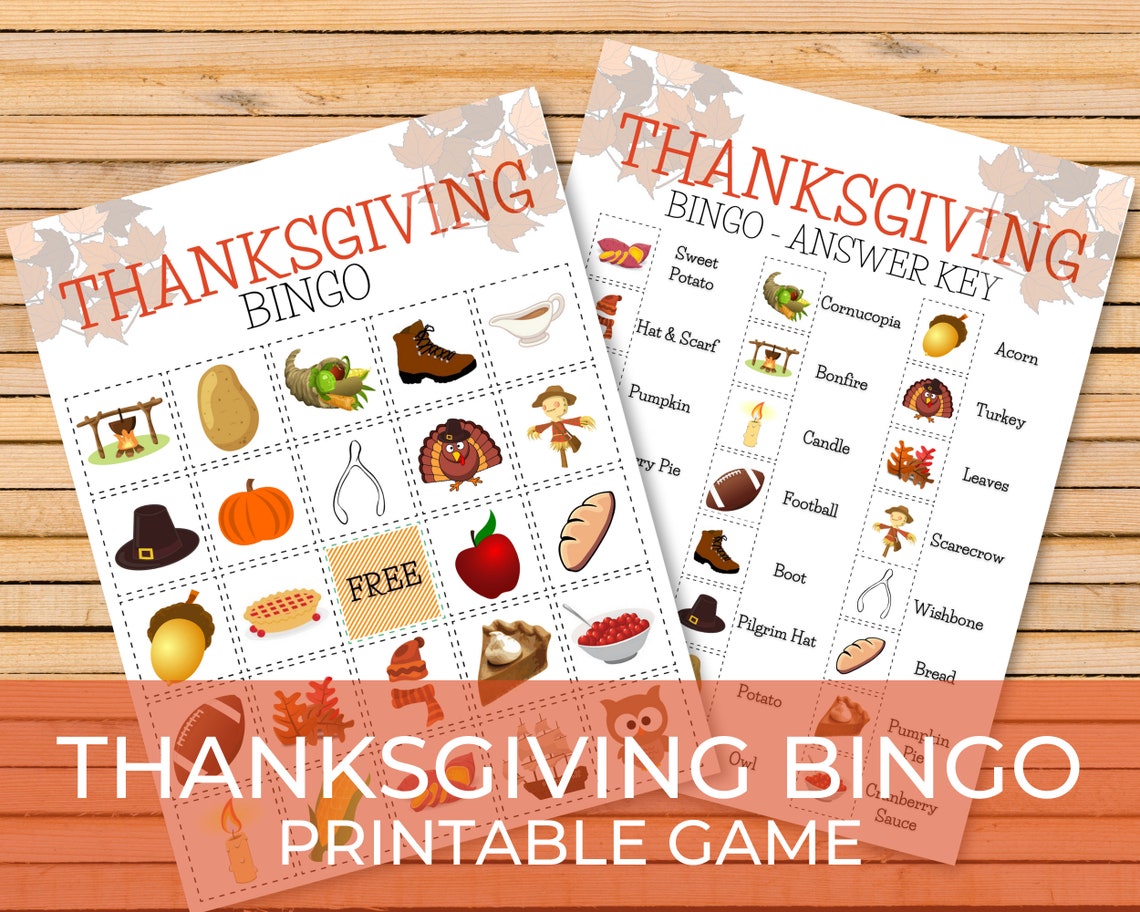 Thanksgiving Bingo Kids Printable Thanksgiving Game Kids | Etsy