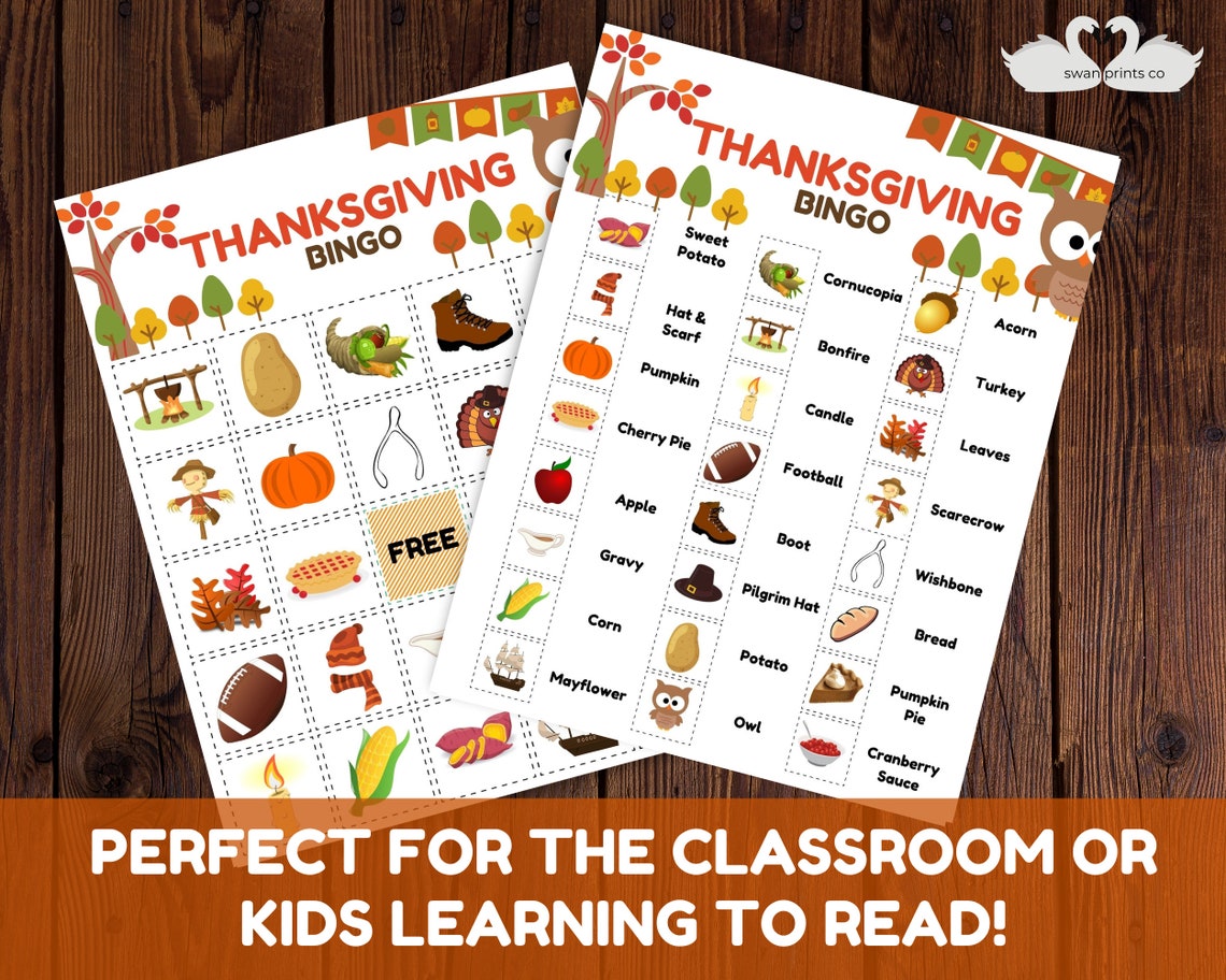 Thanksgiving Bingo - Kids Printable Thanksgiving Game - Kids Activity ...