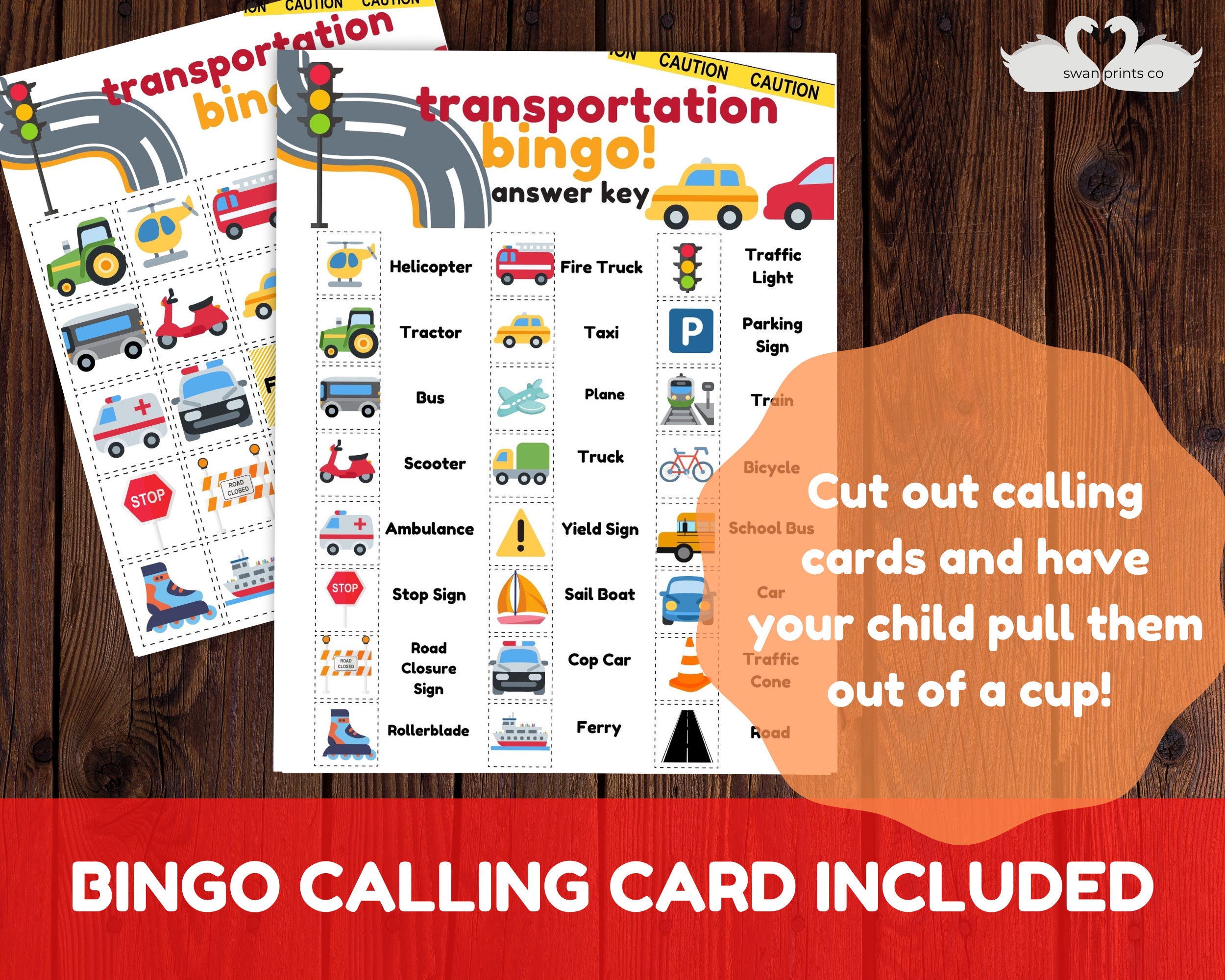 Transportation Bingo - Cars Bingo - Kids Printable Game - Classroom ...