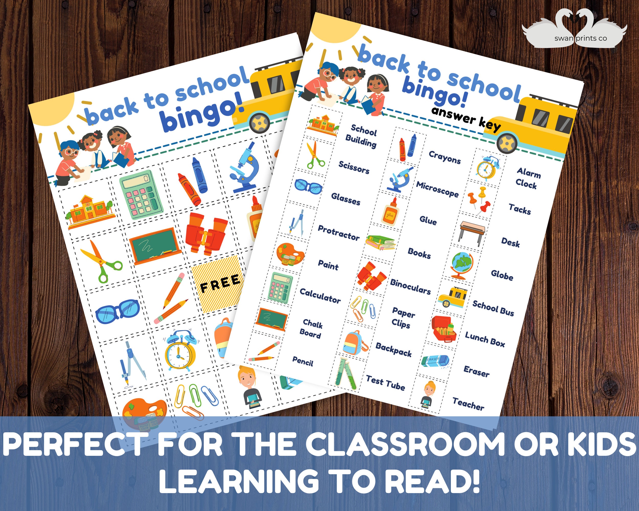 Back to School Printable Bingo Game for Kids - Instant Digital Download ...