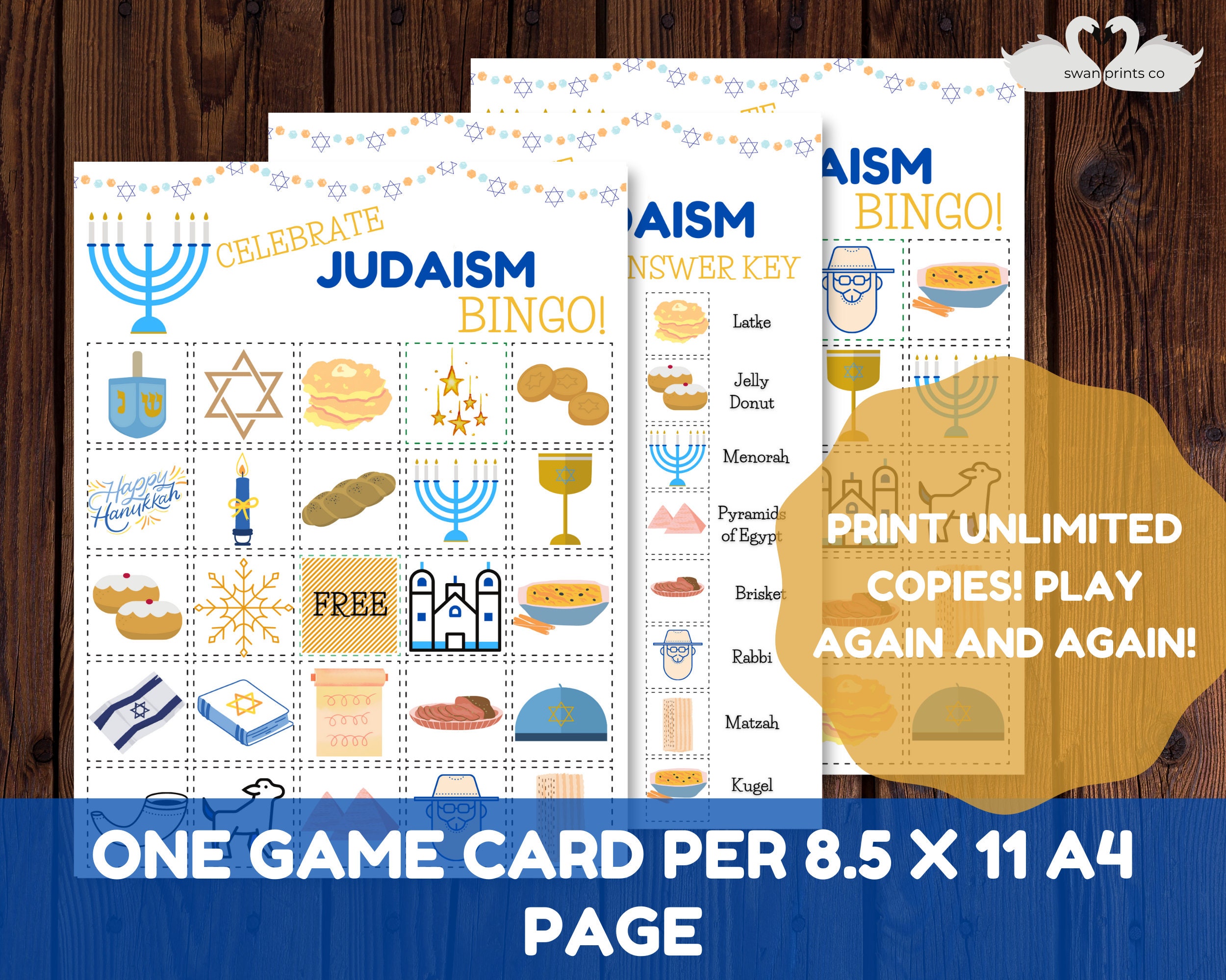 Celebrate Judaism Printable Bingo Game for Kids - Instant Digital ...