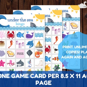 Under the Sea Bingo - Ocean Bingo - Kids Printable Game - Classroom ...