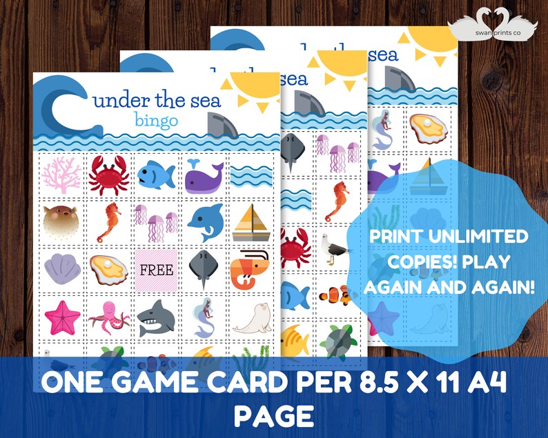 Under the Sea Bingo - Ocean Bingo - Kids Printable Game - Classroom ...