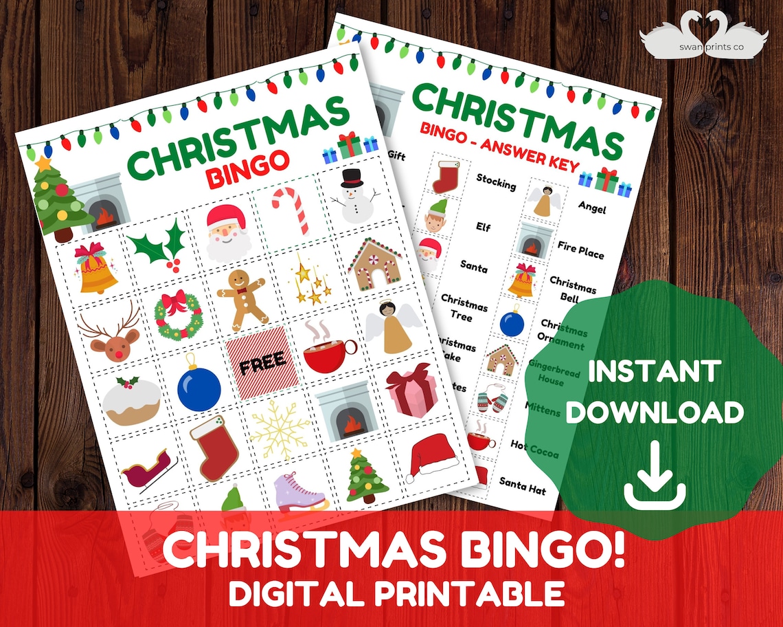 Christmas Bingo - Kids Printable Christmas Game - Family Dinner Table ...