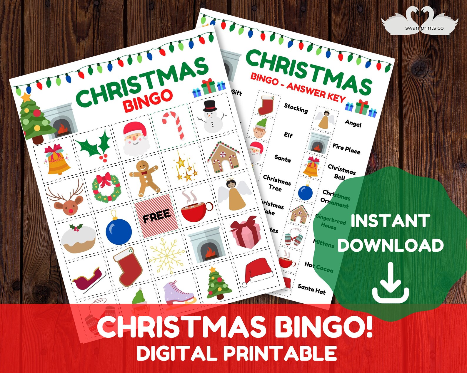 Christmas Bingo - Kids Printable Christmas Game - Family Dinner Table ...