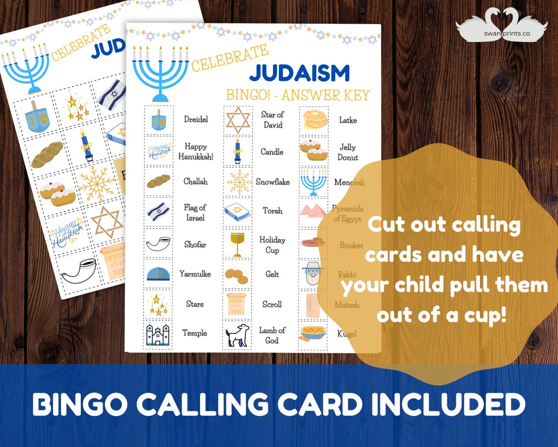 Celebrate Judaism Printable Bingo Game for Kids - Instant Digital ...