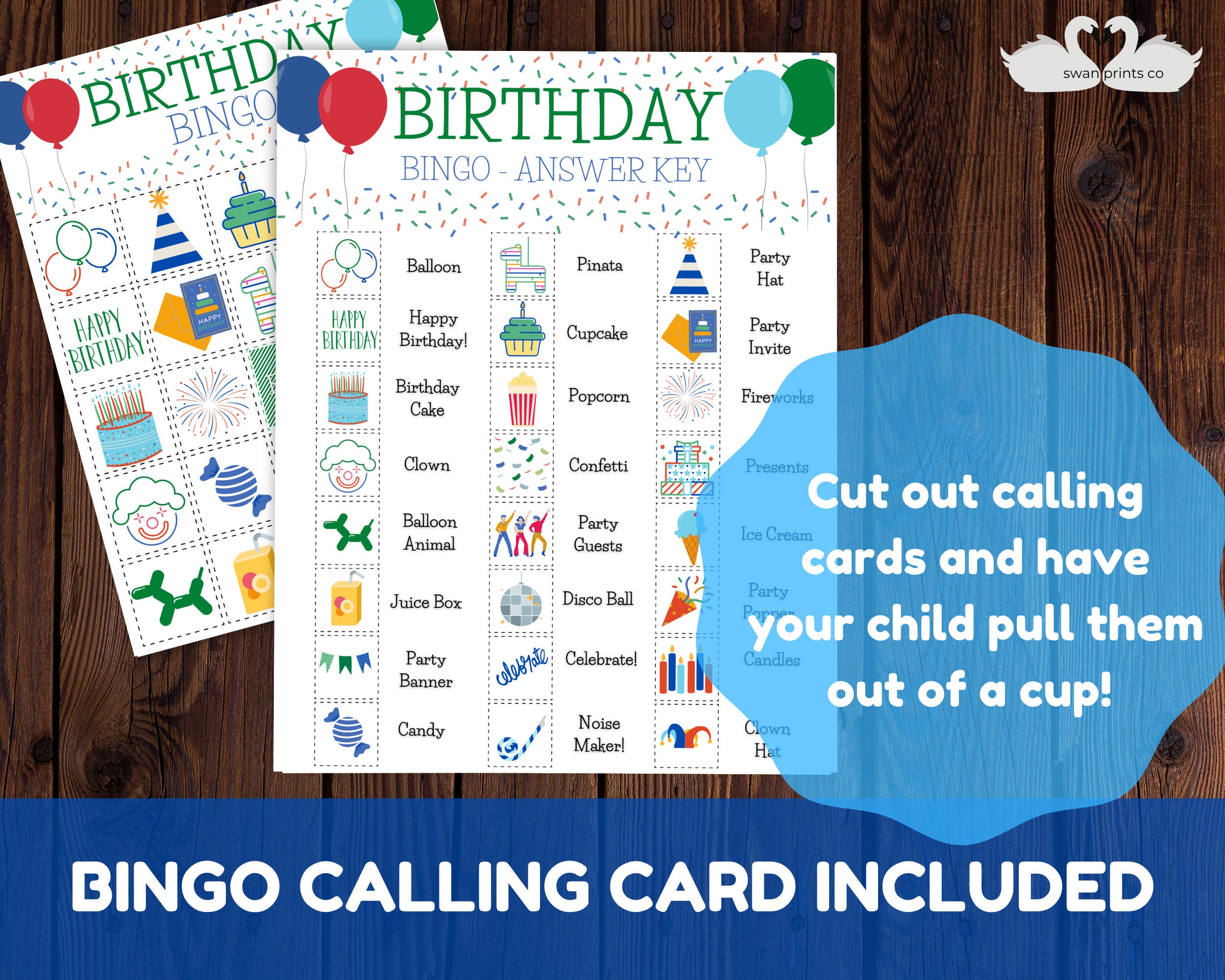 Birthday Bingo - Kids Printable Game - Boys Birthday Party - Instant ...