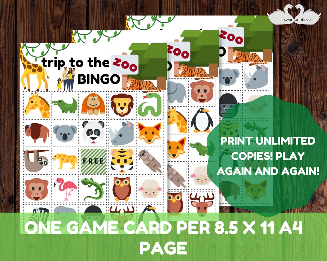 Zoo Bingo - Animal Bingo Game for Kids - Instant Digital Download - Etsy