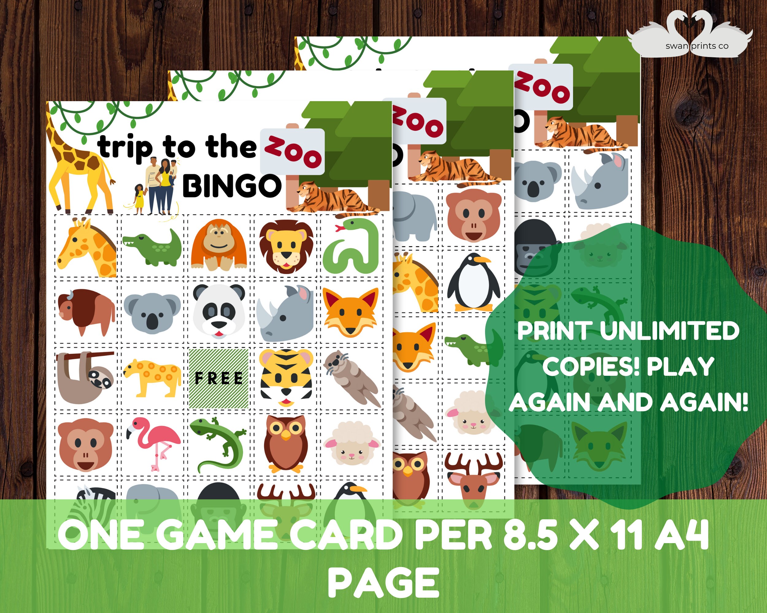 Zoo Bingo - Animal Bingo Game for Kids - Instant Digital Download - Etsy