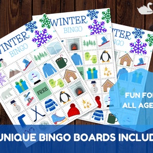 Winter Bingo - Kids Printable Winter Game - Snow Day Activity - Instant ...