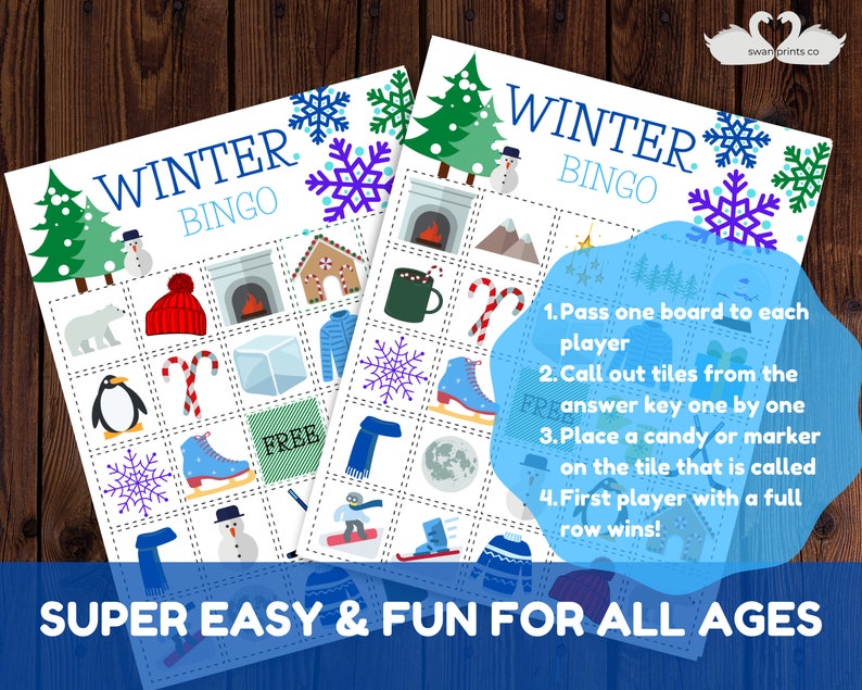 Winter Bingo - Kids Printable Winter Game - Snow Day Activity - Instant ...