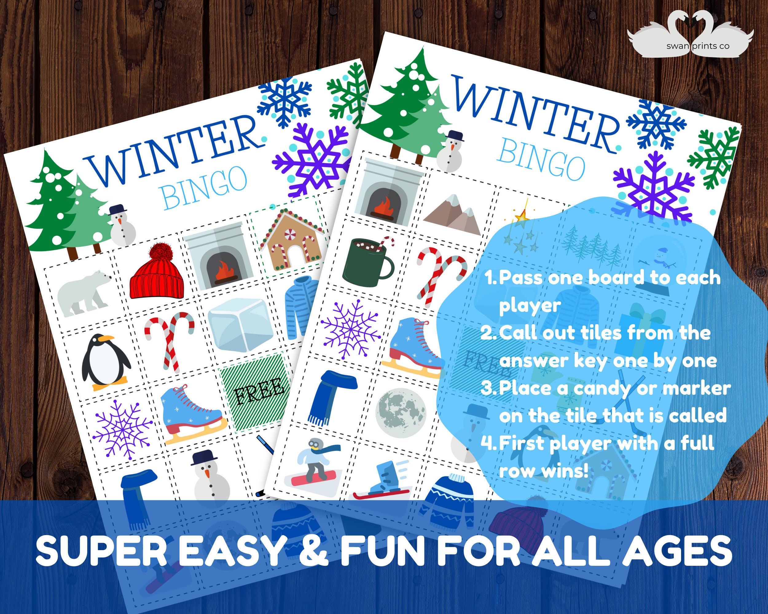 Winter Bingo - Kids Printable Winter Game - Snow Day Activity - Instant ...