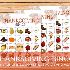 Thanksgiving Bingo Kids Printable Thanksgiving Game Kids | Etsy