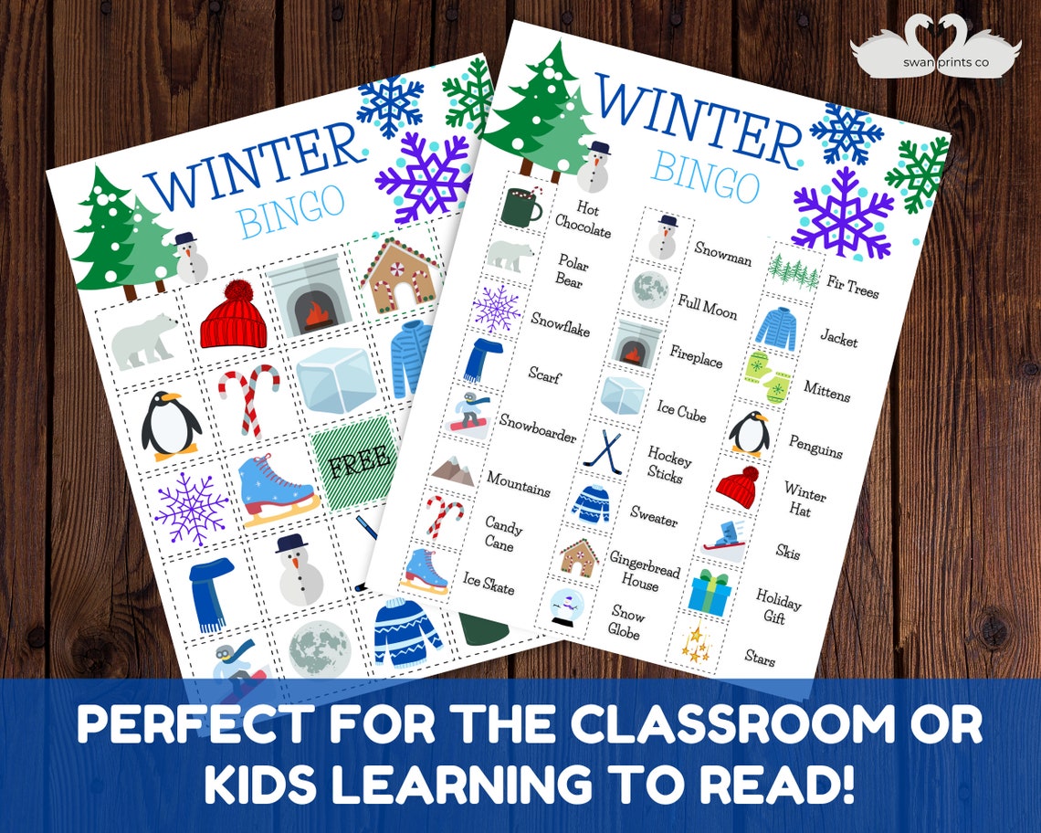 Winter Bingo - Kids Printable Winter Game - Snow Day Activity - Instant ...