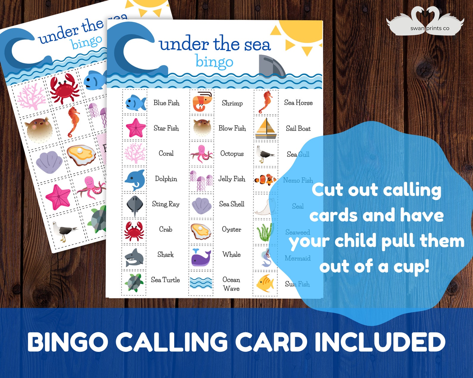 Under the Sea Bingo - Ocean Bingo - Kids Printable Game - Classroom ...