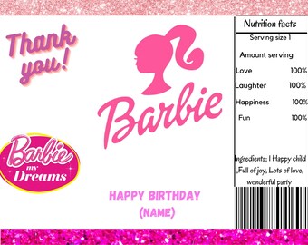Barbie Chip Bag Template | Etsy