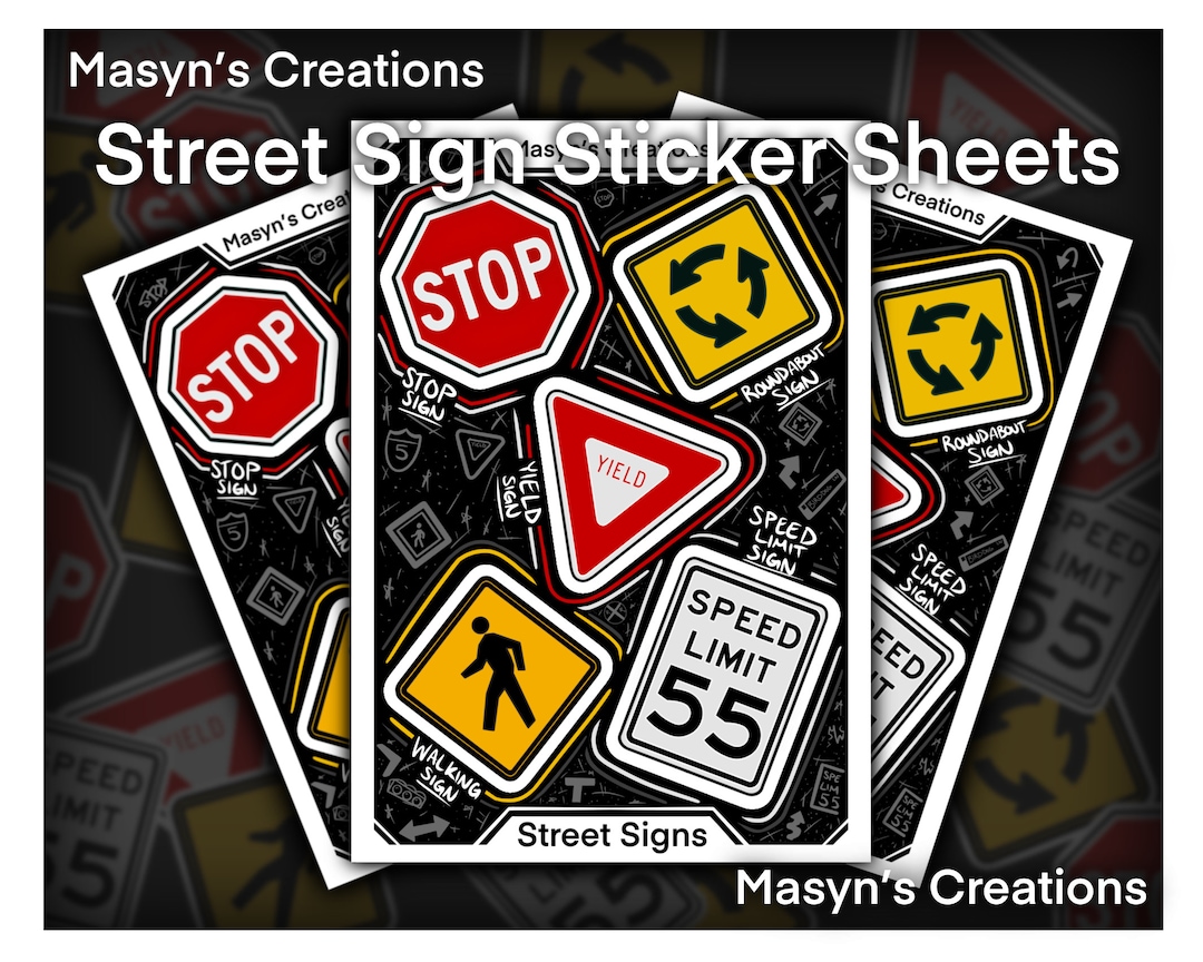 Street Sign Sticker Sheet Custom Street Sign Vinyl Stickers - Etsy