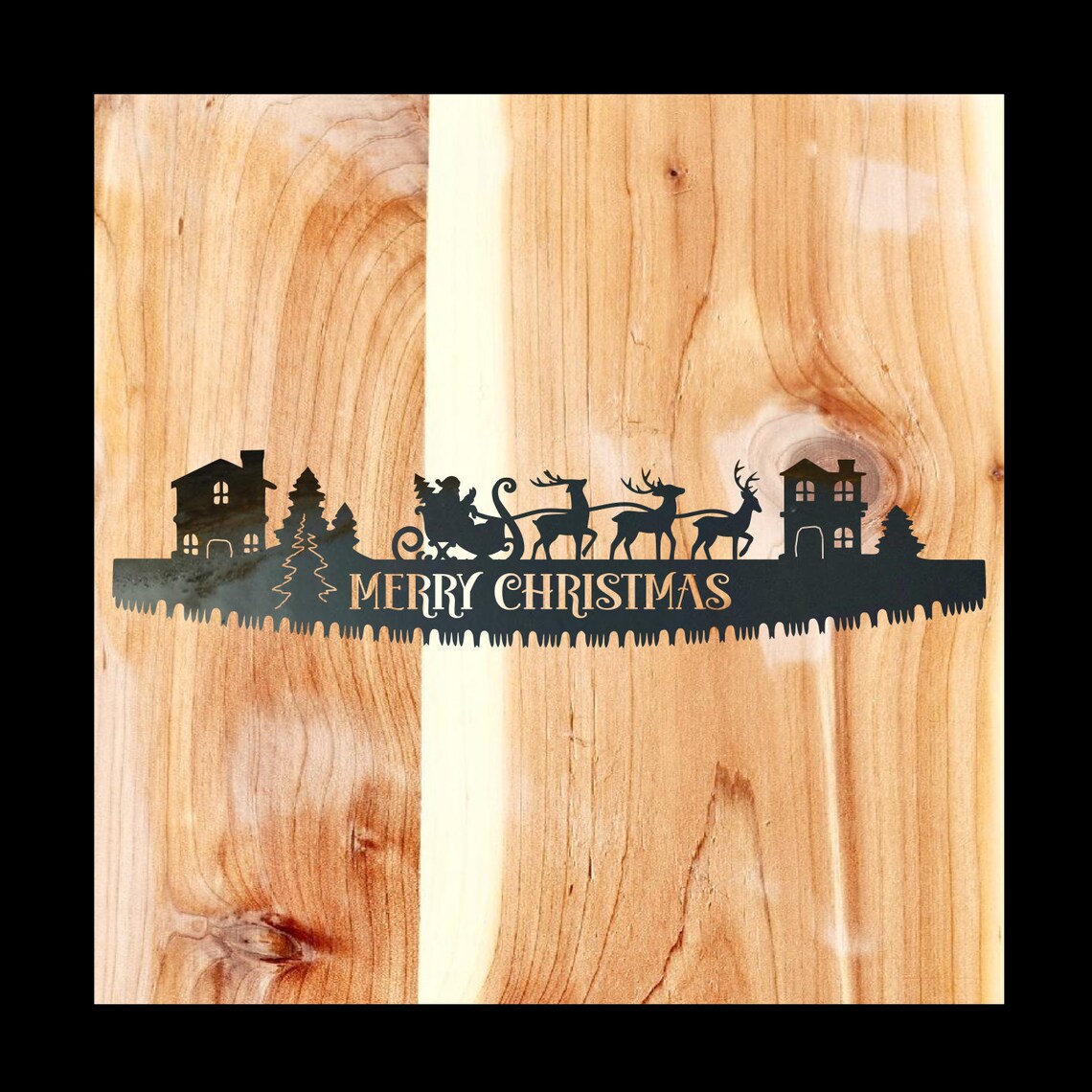 Crosscut Saw Christmas Scene Metal Sign - Etsy