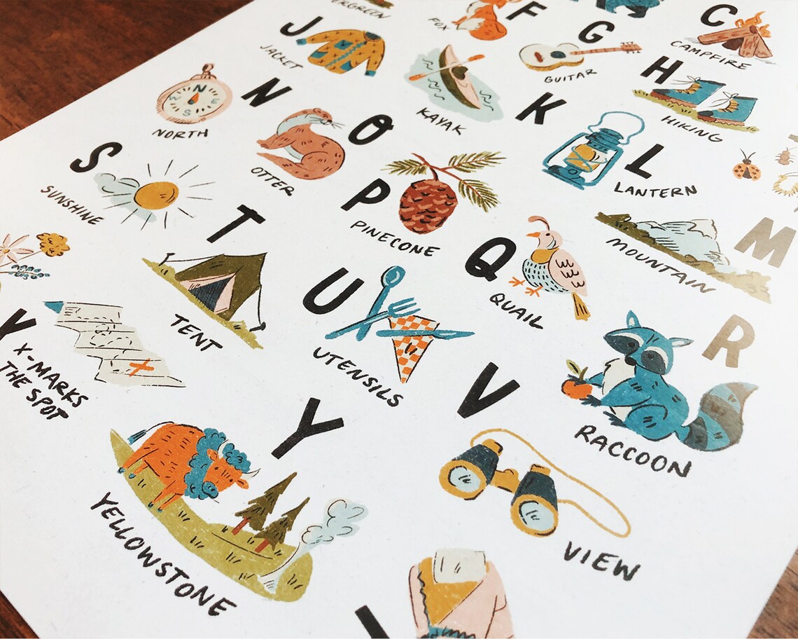 Adventure Alphabet Print Illustrated Children's Print - Etsy