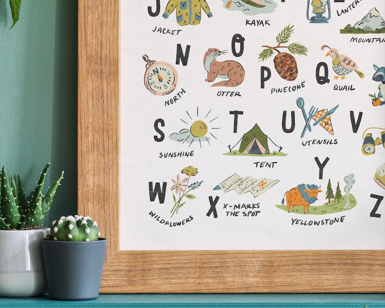 Adventure Alphabet Print, Illustrated Children's Print, Playroom Wall ...