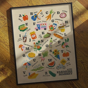 Day at the Farmers Market ABC Alphabet Print, Illustrated Children's ...