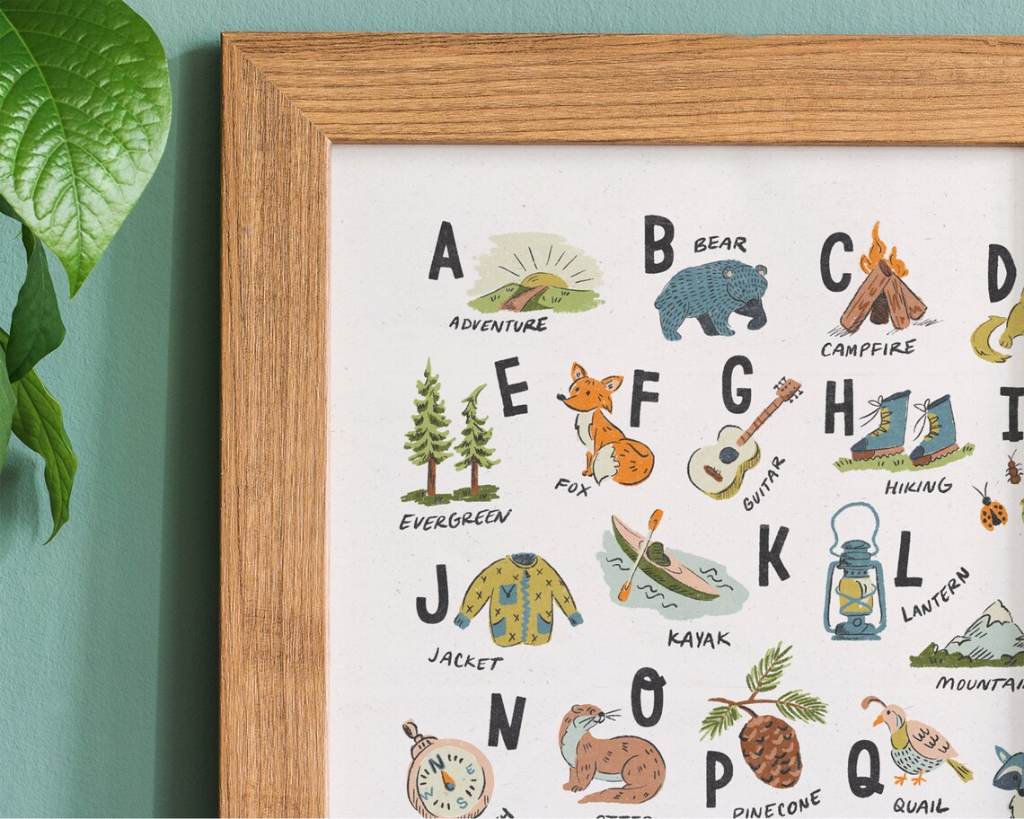 Adventure Alphabet Print, Illustrated Children's Print, Playroom Wall ...