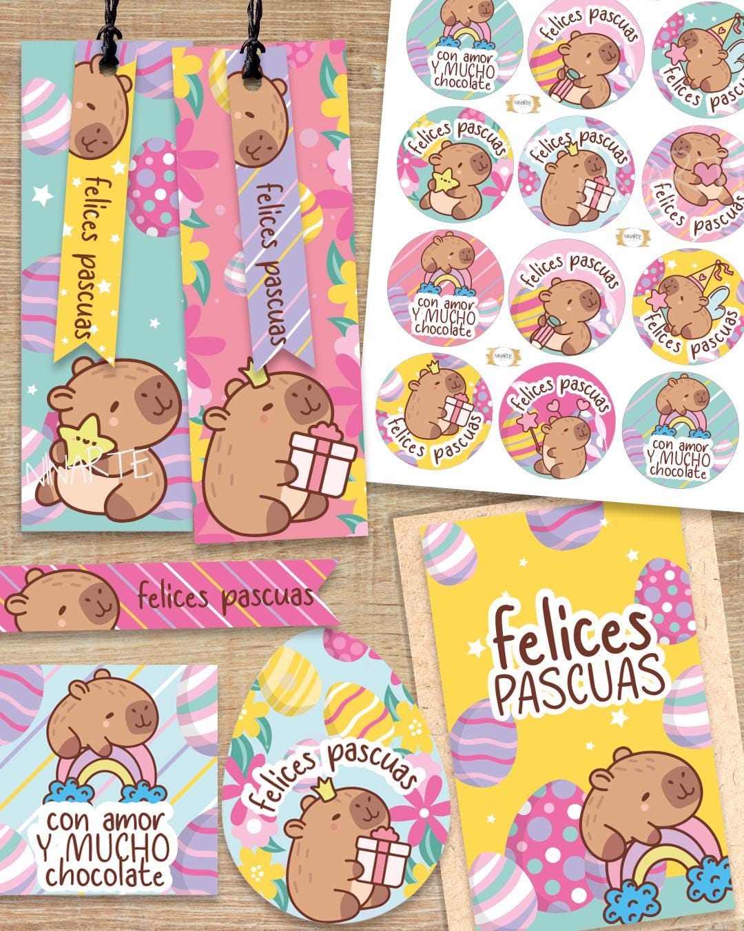 Happy Easter Capybaras Printable Kit - Etsy