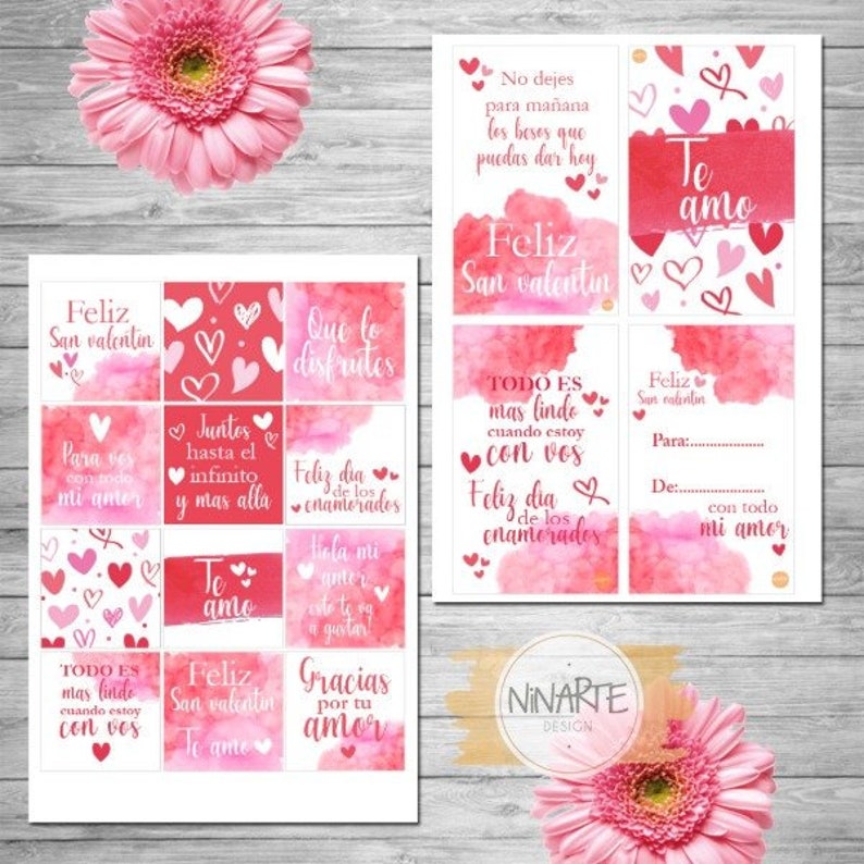 Kit imprimible San Valentin dia de los enamorados acuarela - Etsy México