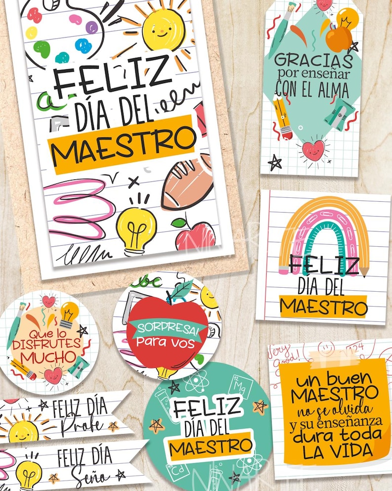 Etiquetas dia del maestro imprimible tags postales sticker tarjetas ...