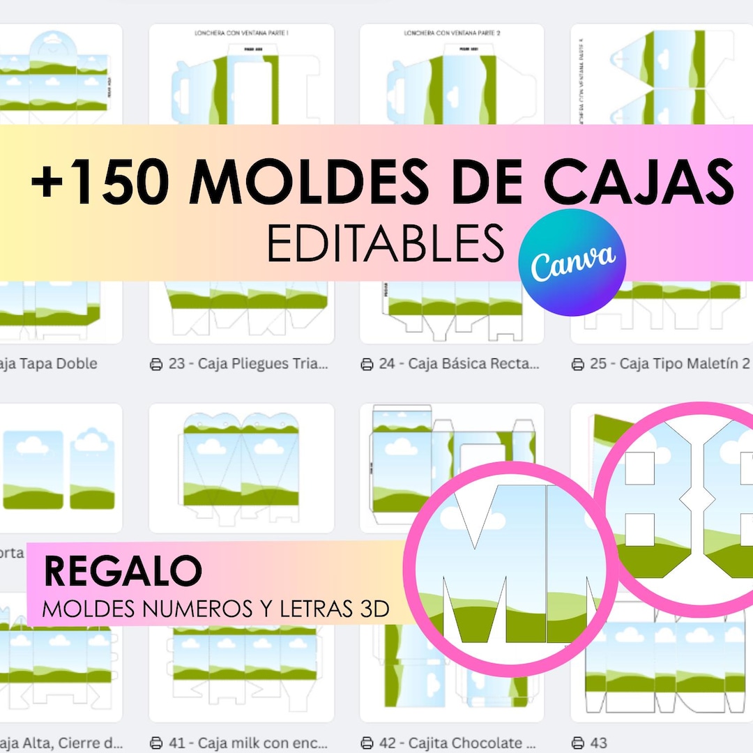 Canva Editable Template Pack for Creative Stationery Boxes, Milk Boxes ...