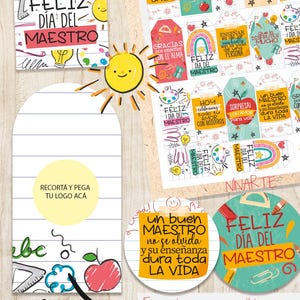 Etiquetas Dia Del Maestro Imprimible Tags Postales Sticker Tarjetas